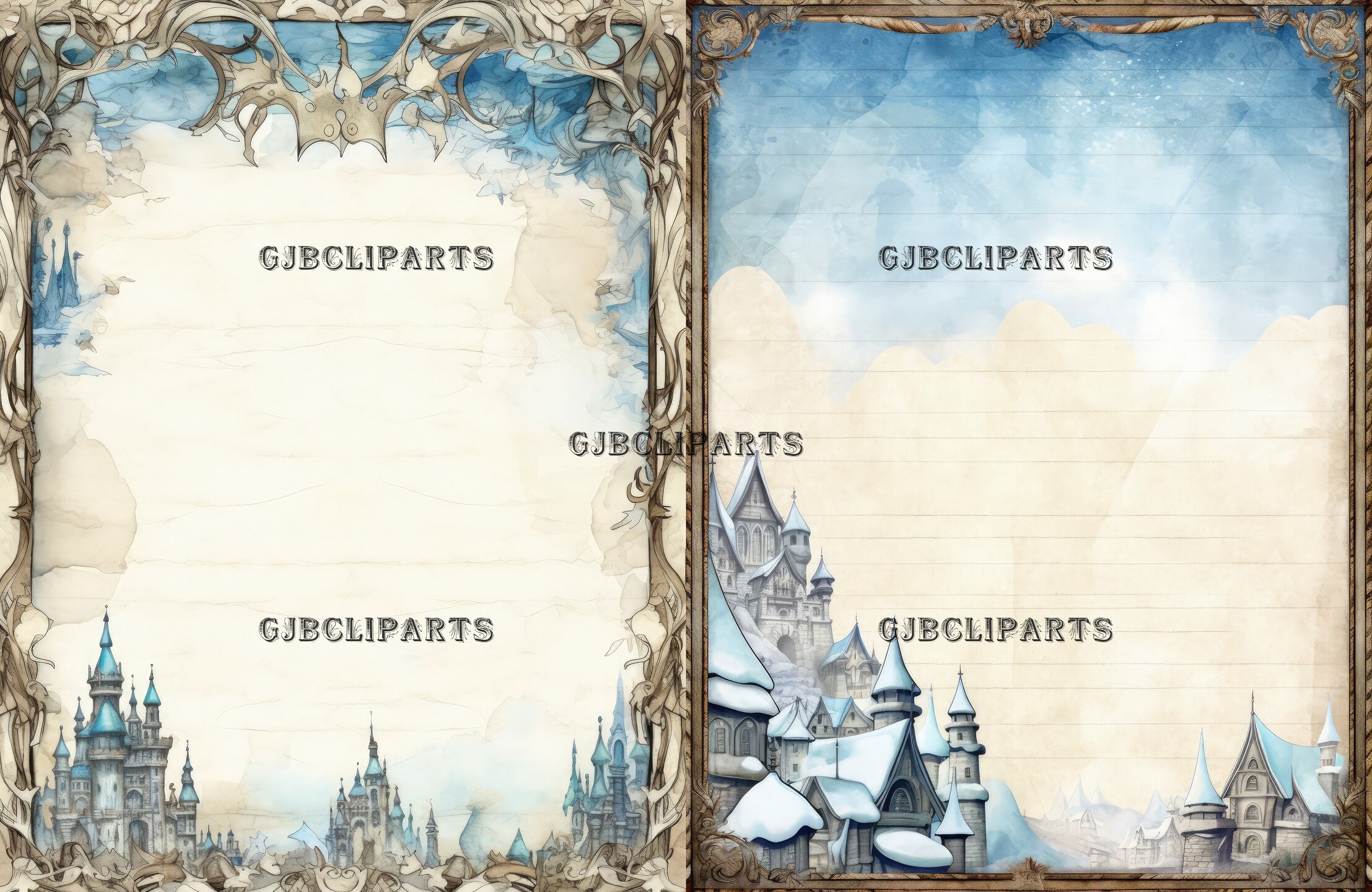Frozen Kingdom Lined Page, Empty Journal Page Clipart, Junk Journaling ...