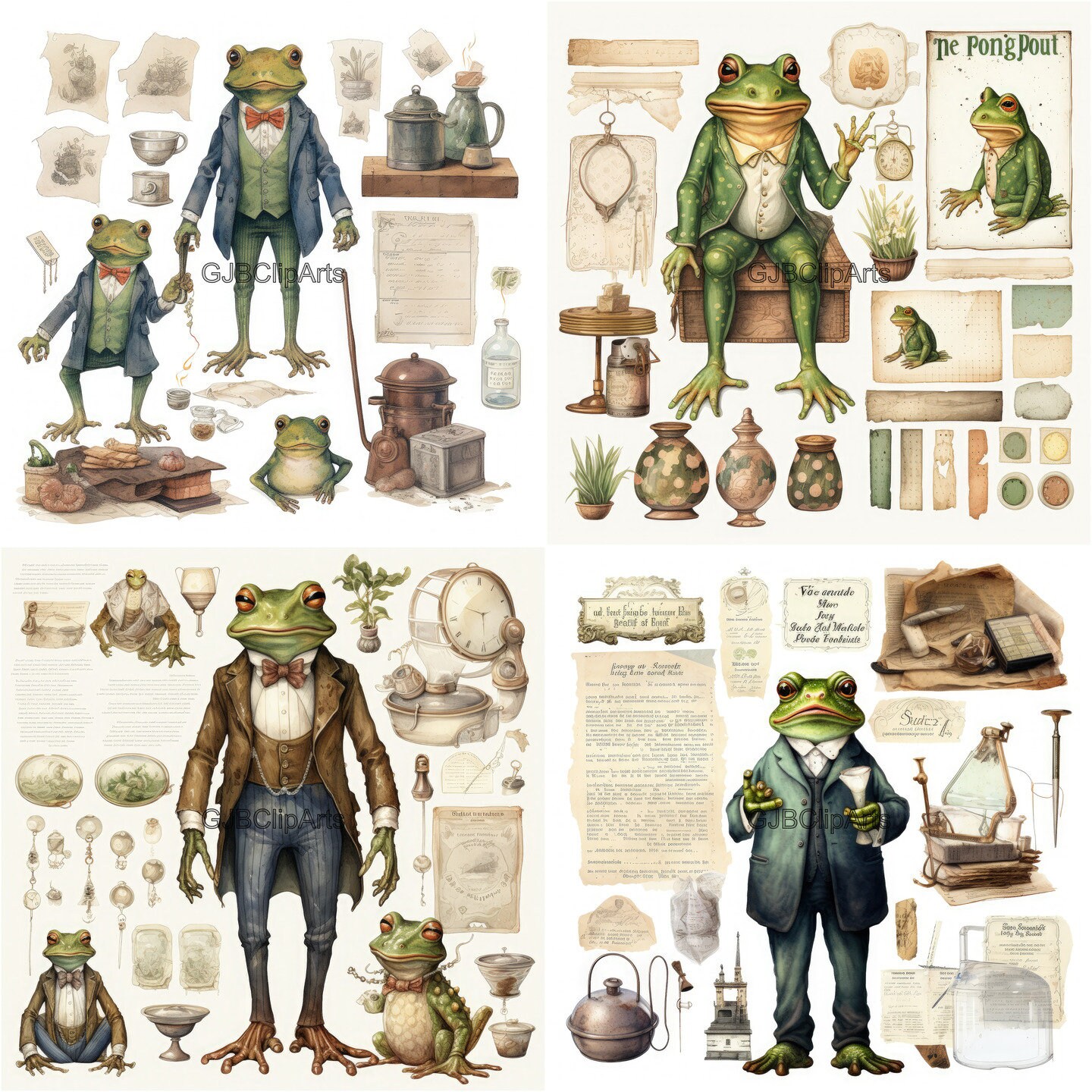 Mr. Frog Junk Journal Kit Clipart Frog Clipart Lily Pad Clipart ...