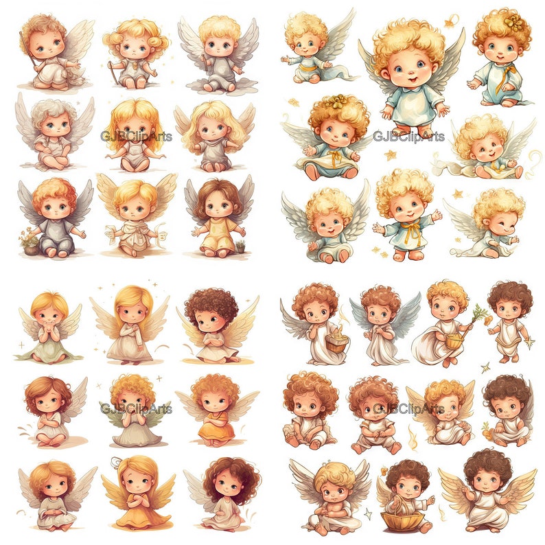 Angel Clipart, Little Angels, Digital Stickers, Digital Clipart ...