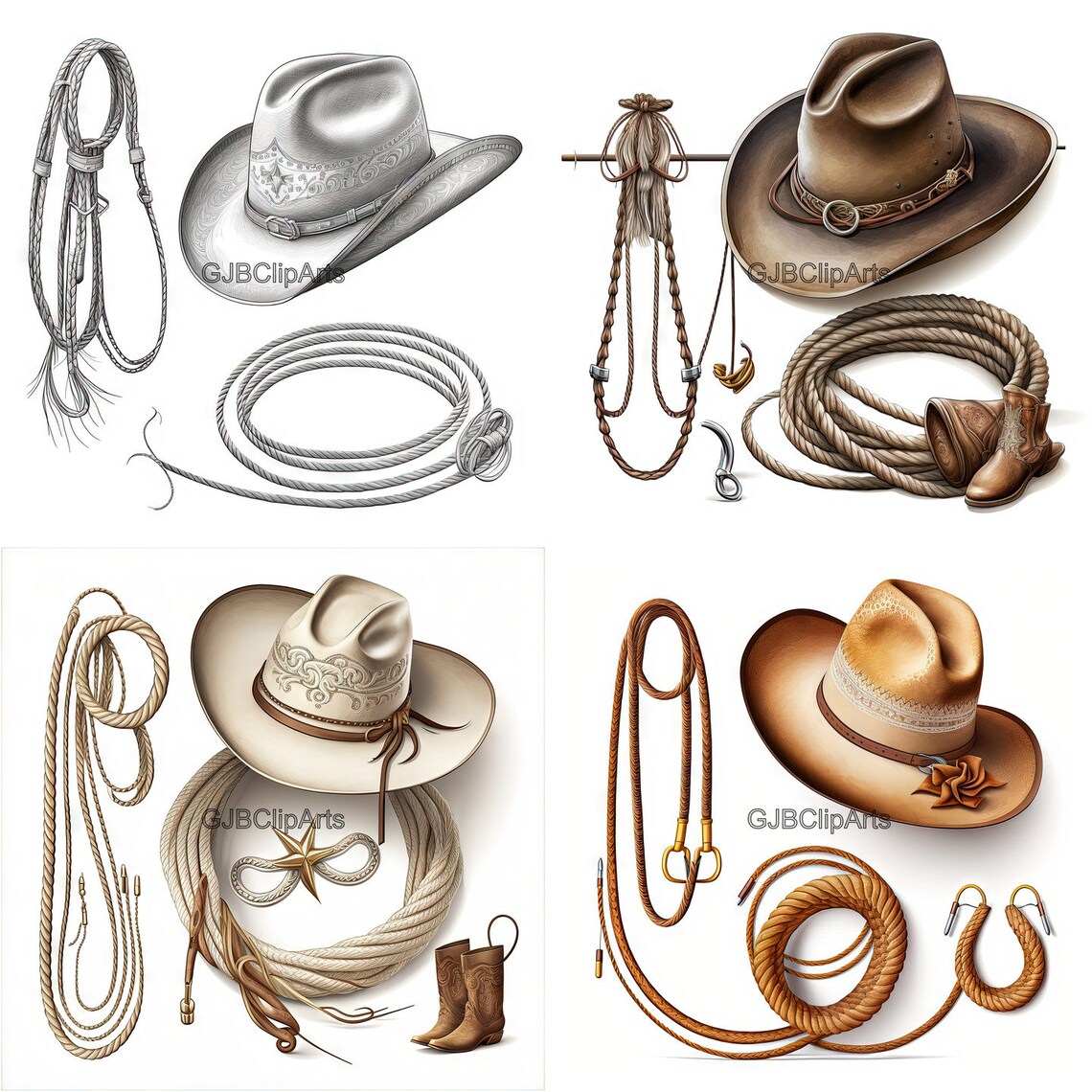 Lasso Clipart, Beautiful Cowboy Lasso Collection, Cowboy Clipart, Rodeo ...