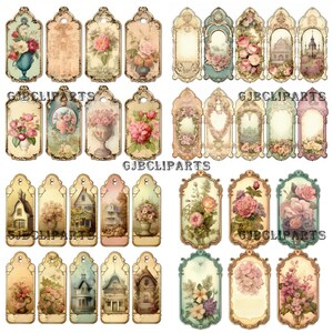 Victorian Cottage Ornamental Tag Clipart, Beautiful Vintage Tags With ...