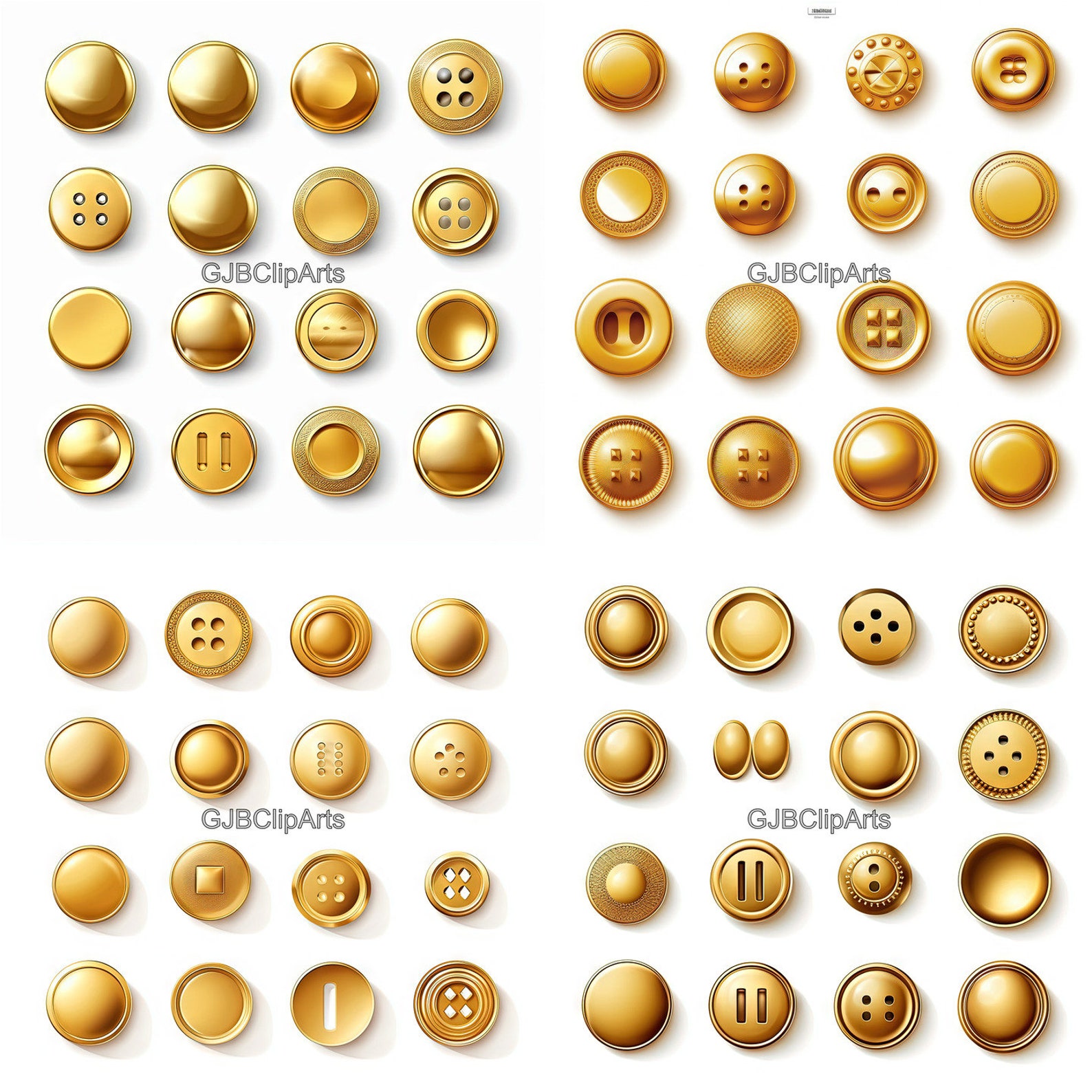 Gold Buttons Clipart, Vintage Buttons Clipart, Sewing Clipart ...