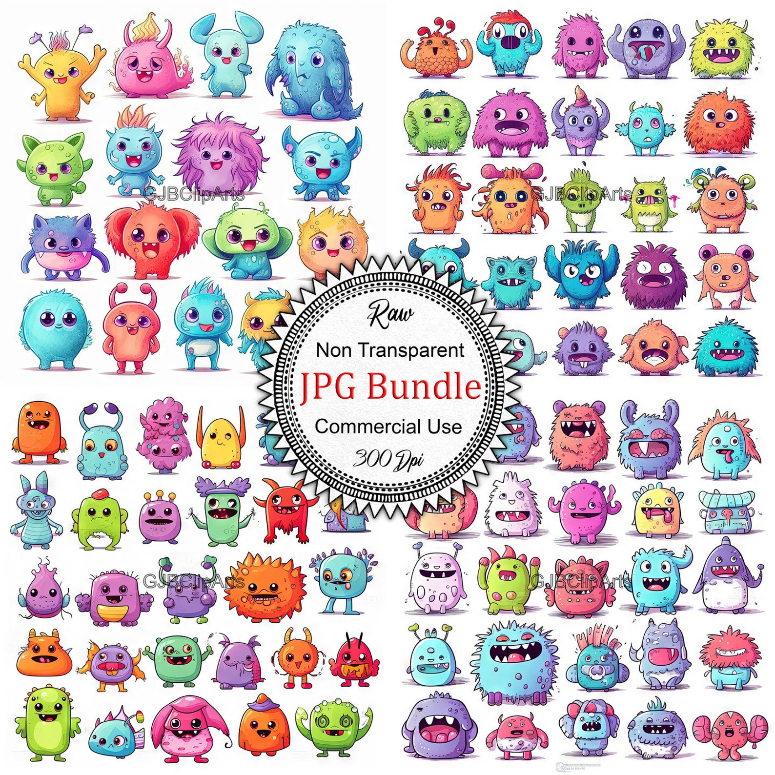 Monster Clipart, Kawaii Monsters , Digital Stickers, Digital Clipart ...