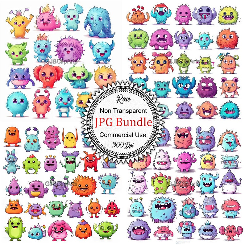 Monster Clipart, Kawaii Monsters , Digital Stickers, Digital Clipart ...