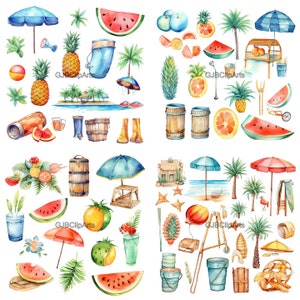 Watercolor Summer Beach Clipart, Journaling Notebook, Junk Journals ...