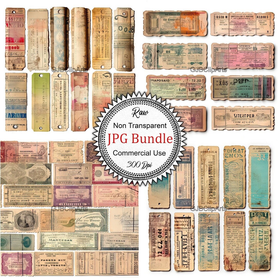 Victorian Shabby Chic Vintage Ticket Clipart, , , Journaling Downloads ...