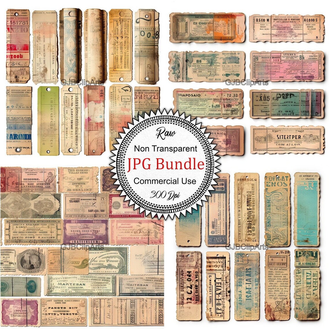 Victorian Shabby Chic Vintage Ticket Clipart, , , Journaling Downloads ...