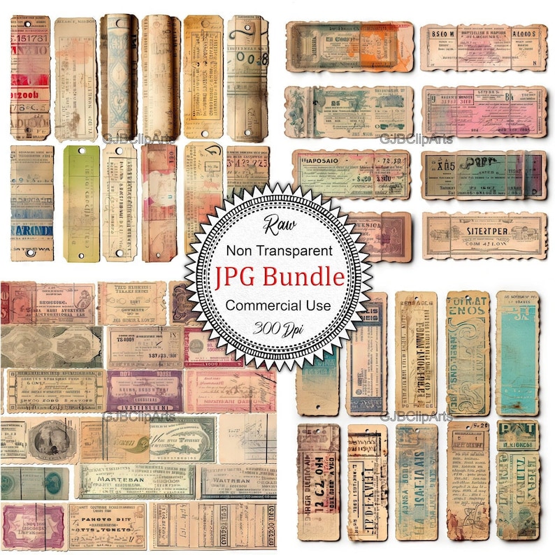 Victorian Shabby Chic Vintage Ticket Clipart, , , Journaling Downloads ...