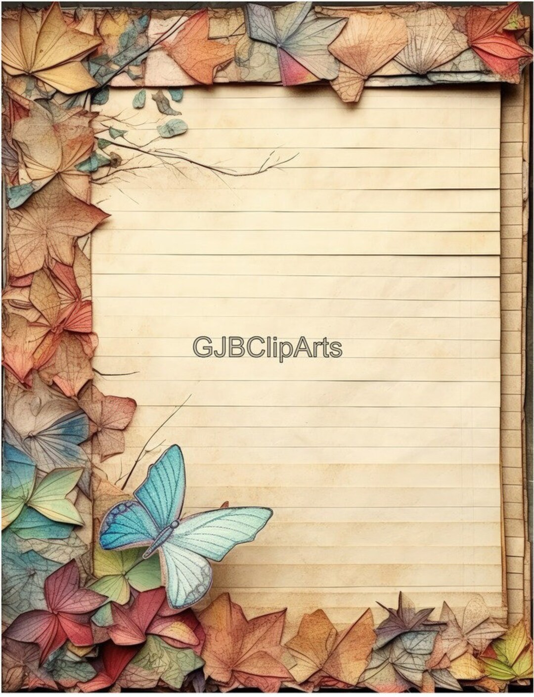 Origami Lined Page Clipart Crane Clipart Paper Boat Clipart, Journaling ...