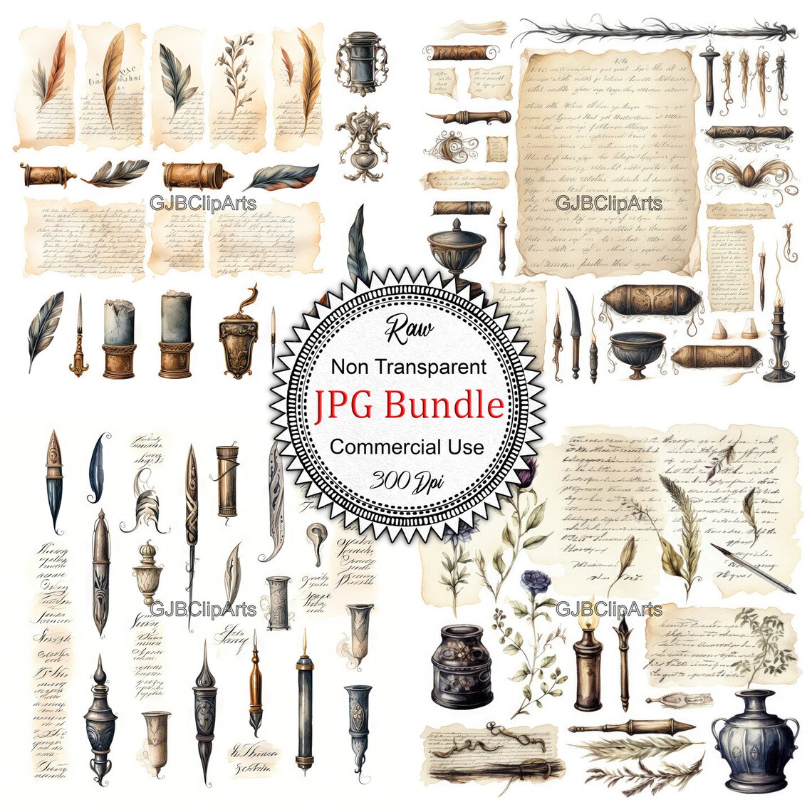 Old World Scripts Clipart, Calligraphy Elements Collection Clipart ...