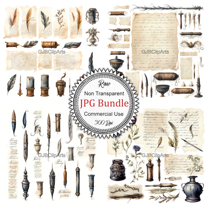 Old World Scripts Clipart, Calligraphy Elements Collection Clipart ...