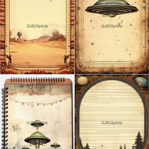 UFO Lined Page Clipart Alien Clipart Spaceship Clipart, Junk Journal ...