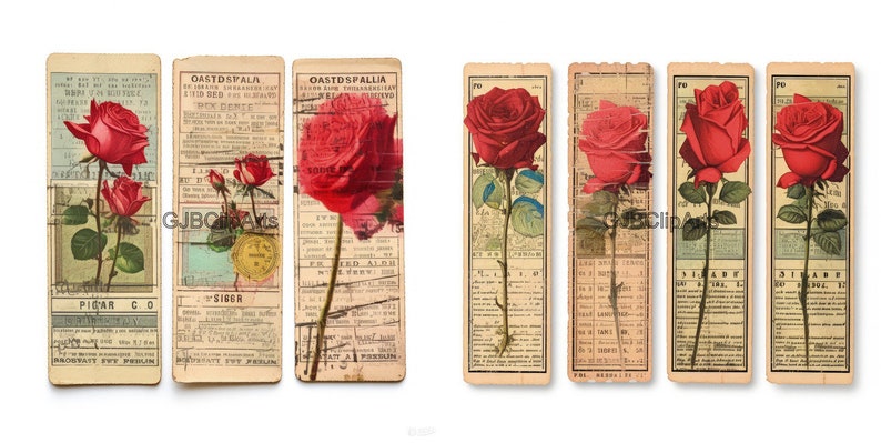 Red Rose Ticket Stub Clipart, Vintage Ticket Clipart, ,journaling Kit ...