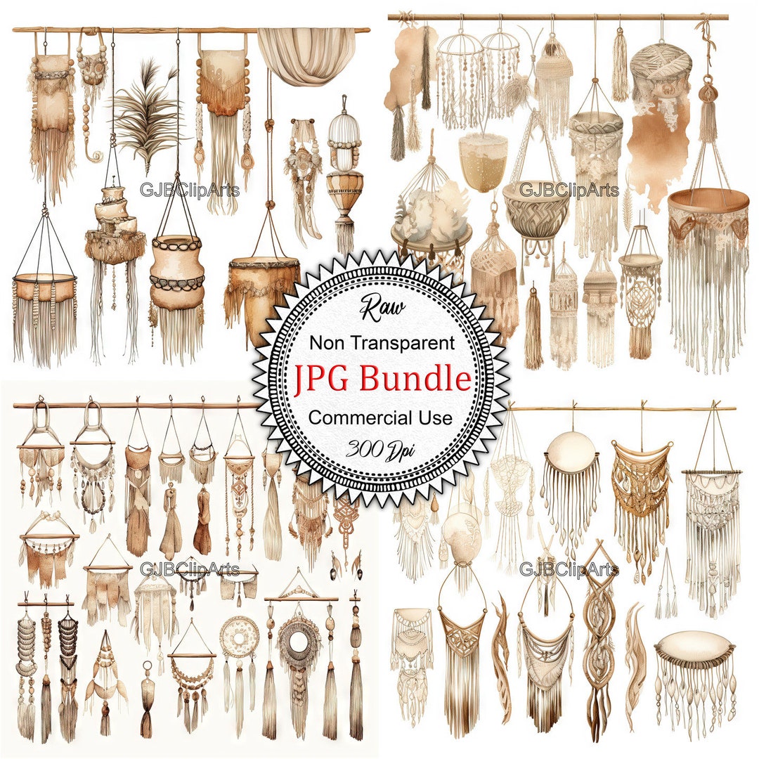 Macrame Hanger Boho Clipart, Journaling Icons, Journaling Workbook ...