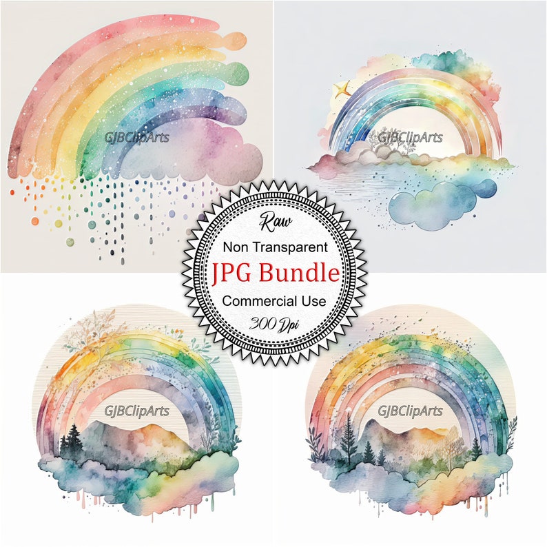 Boho Rainbow Pastel Colors Collection:whimsical Clipart Designs for ...
