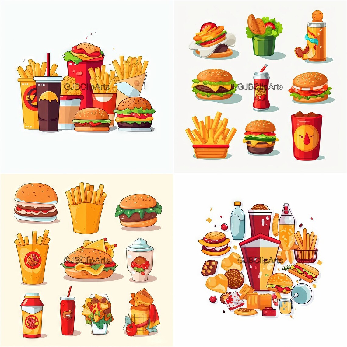 Junk Food Flat Design Vector Clipart, , Journaling Workbook, Scrapbooks ...