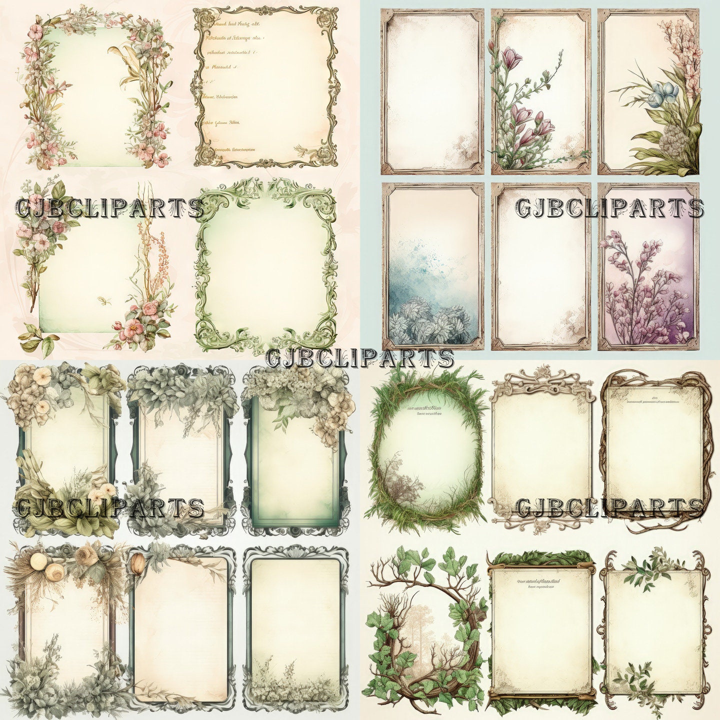 Forest Ornamental Card Clipart, Vintage Card Clipart, Scrapbooks ...