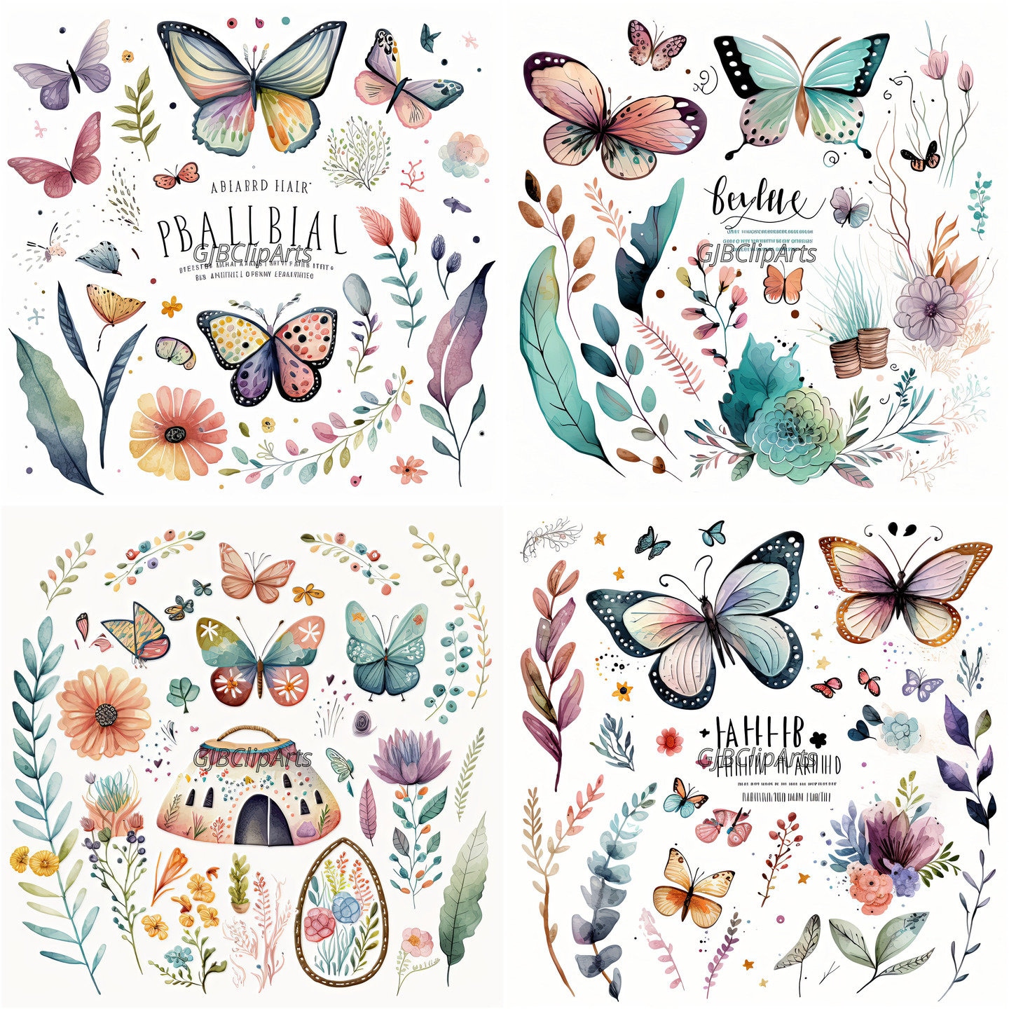 Boho Rainbow Pastel Colors Collection: Whimsical Clipart Designs for ...