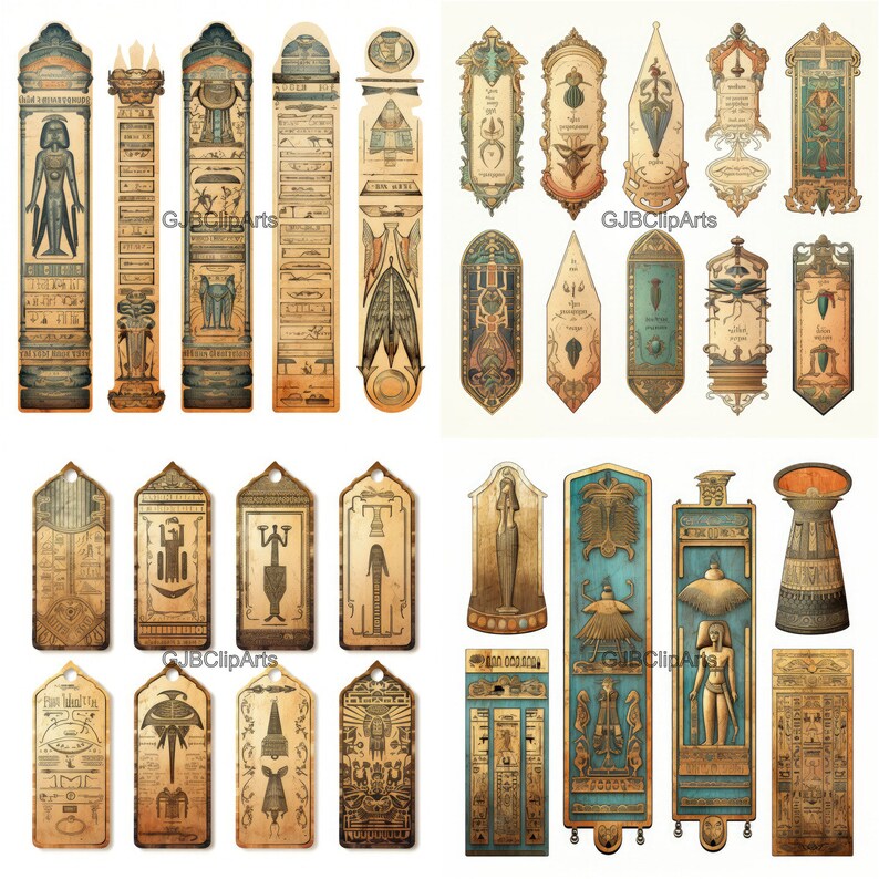 Ancient Egypt Tall Ornate Labels Clipart Pharaoh Clipart Pyramids ...