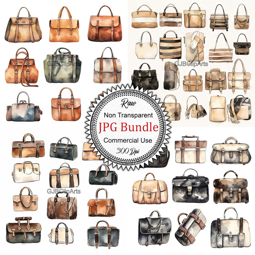Watercolor Bag and Case Clipart, Journaling for Remarkable, Junk ...