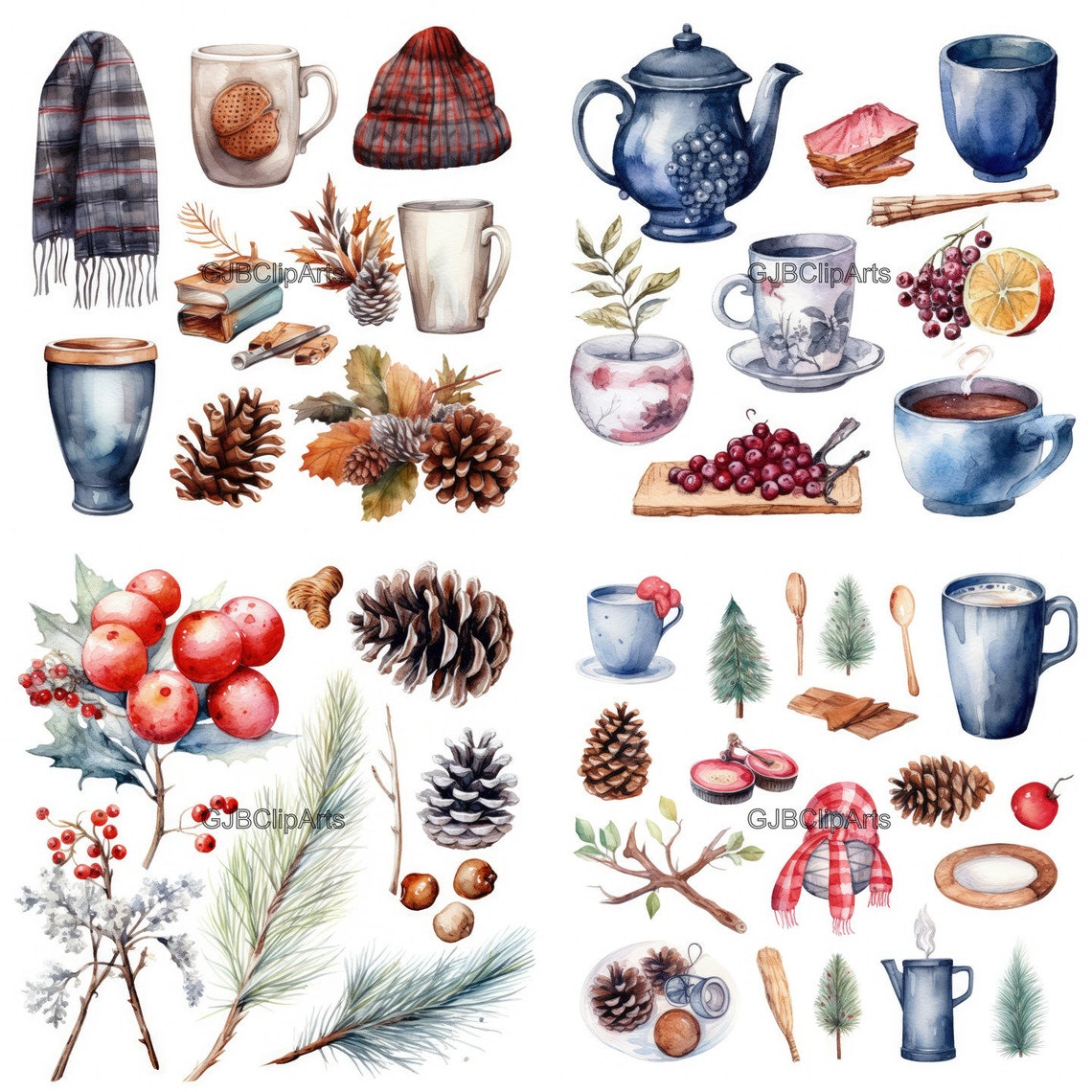 Winter Themed Watercolor Clipart, Snowman Cloths Clipart, Mitten ...