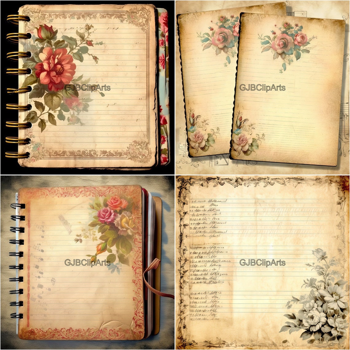 Victorian Shabby Chic Mini Lined Pages Clipart, , Journaling Gift Box ...