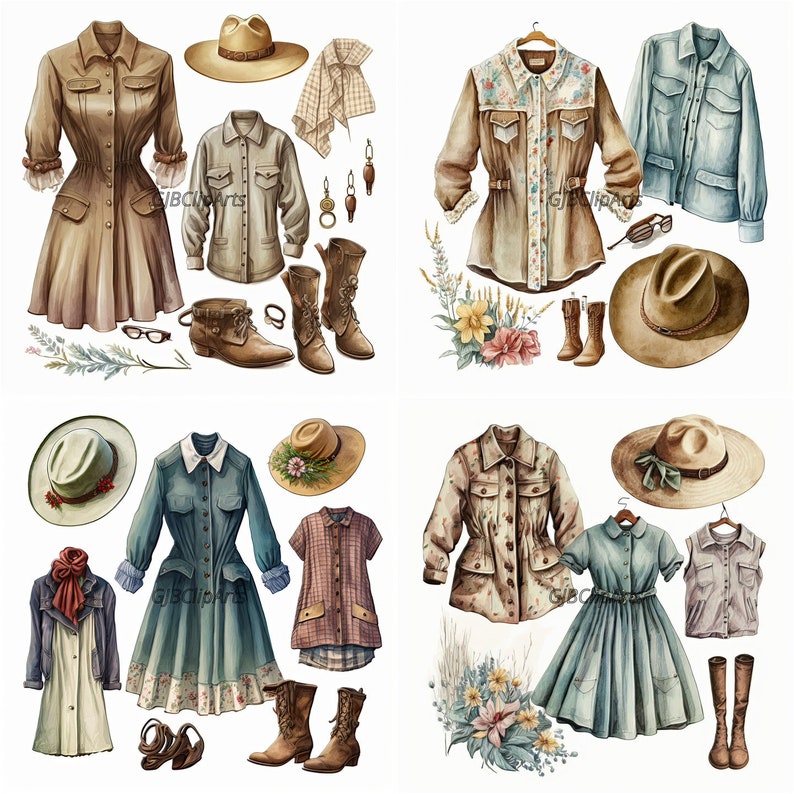 Women's Clothes Collection: Watercolor Fashionable Clothing ...