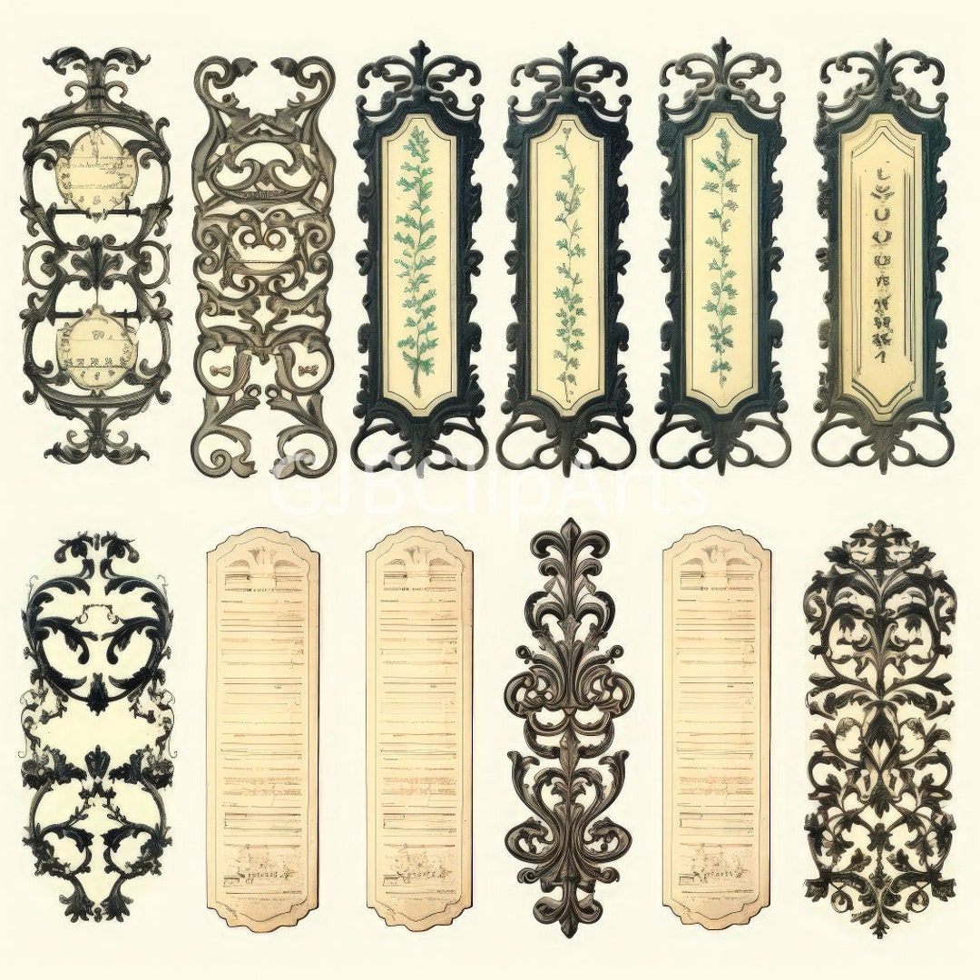 Gothic Fussy Ornamental Vintage Ticket Clipart, Gothic Arch Clipart Bat ...