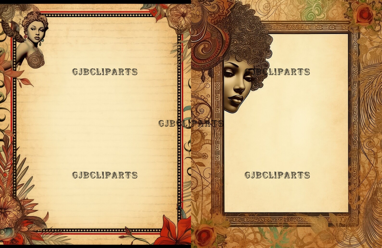 African American Lined Page Clipart, Empty Journal Page Clipart ...