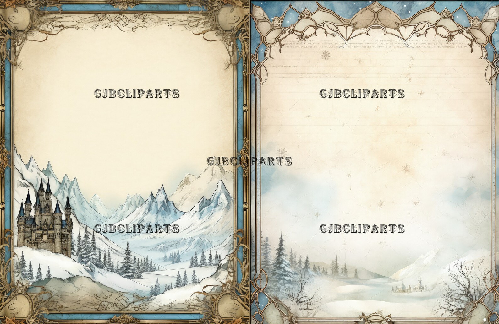 Frozen Kingdom Lined Page, Empty Journal Page Clipart, Junk Journaling ...