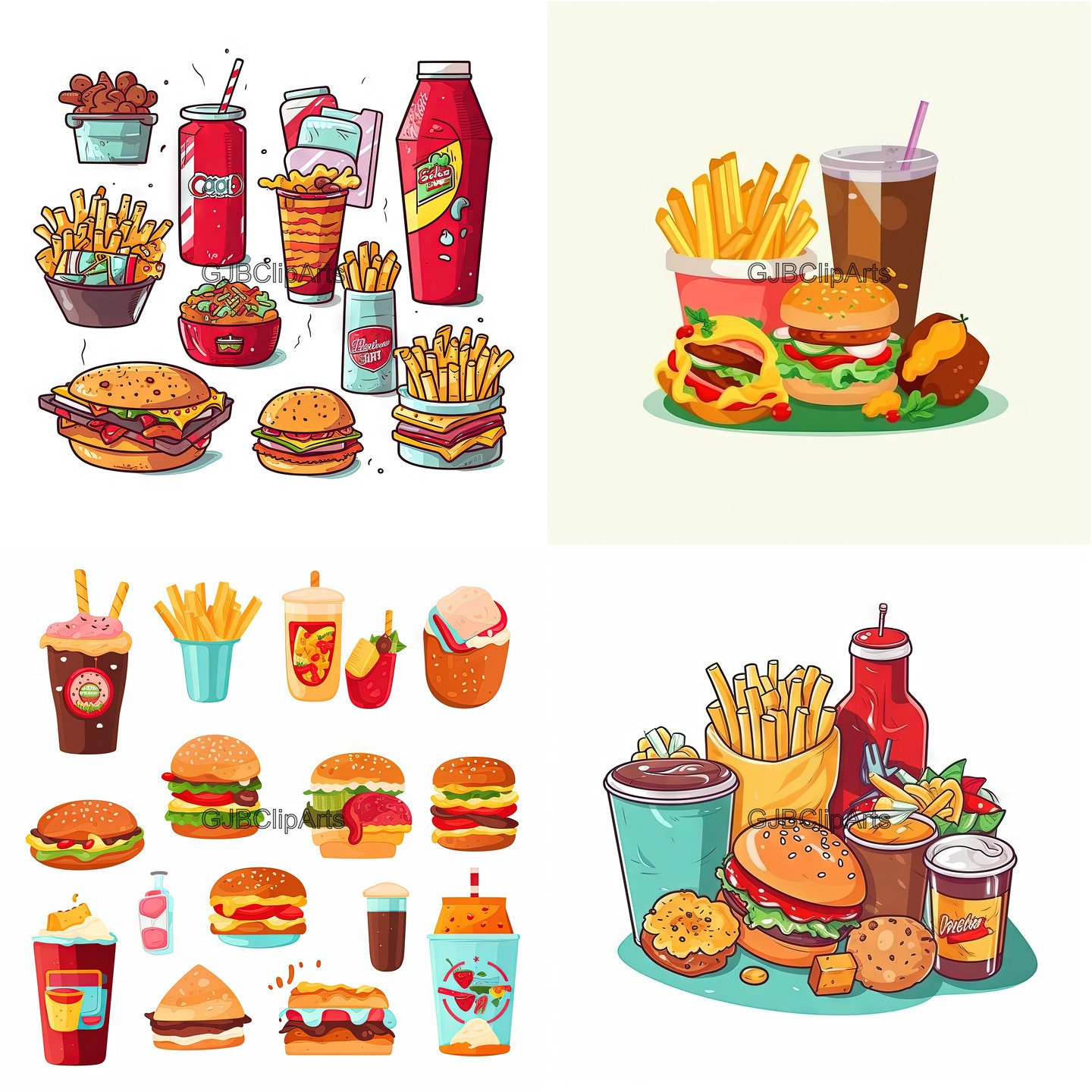 Junk Food Flat Design Vector Clipart, , Journaling Workbook, Scrapbooks ...