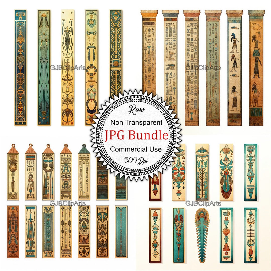 Ancient Egypt Ornamental Bookmark Clipart, Pyramid Clipart Ankh Clipart ...