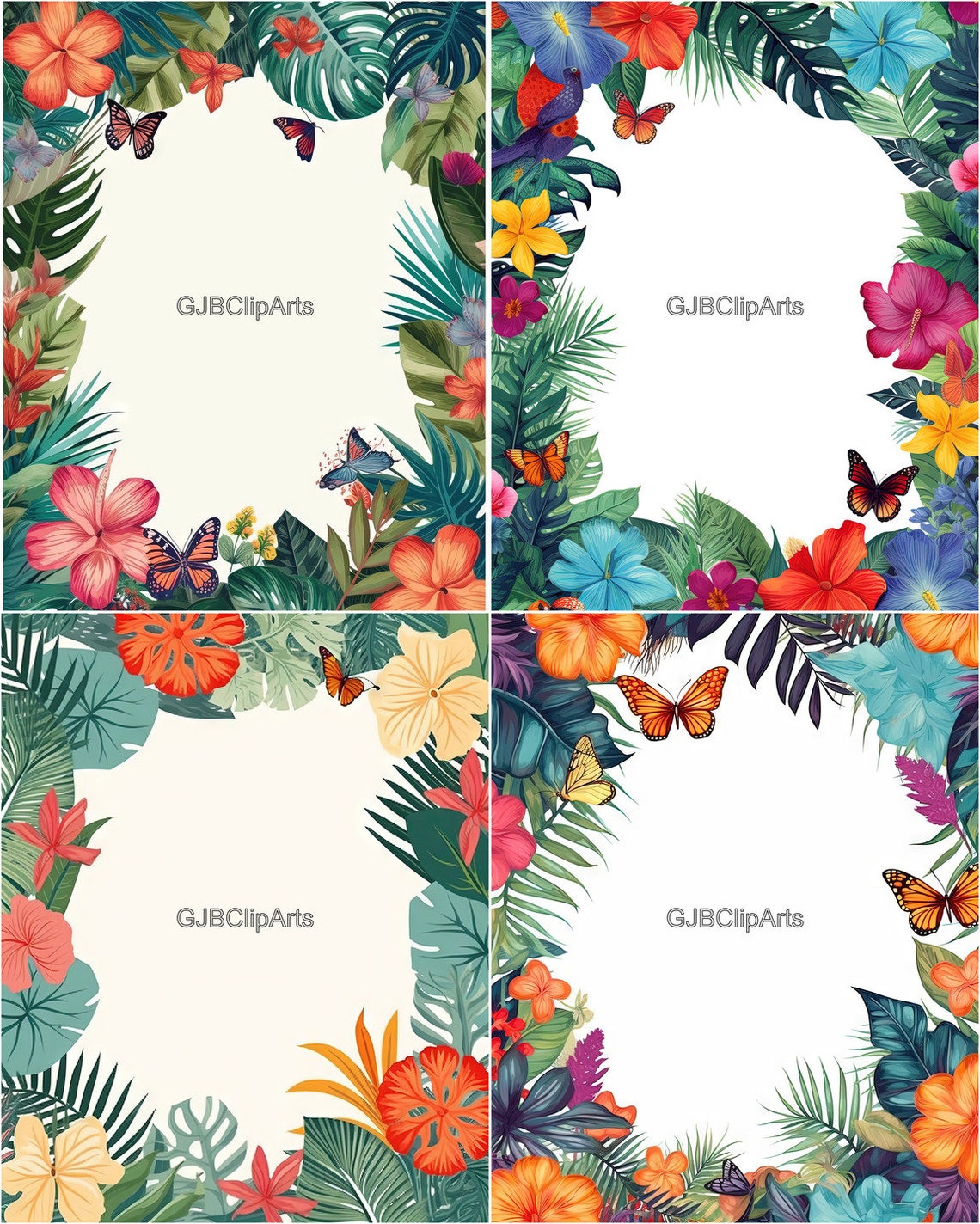 Tropical Pattern Frame Clipart, Multicolored Clipart, Journaling Candle ...
