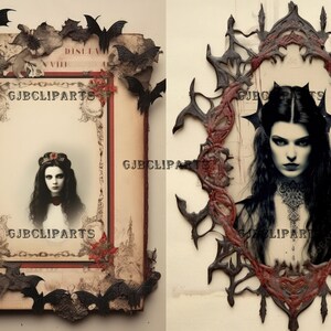 Vampire Lined Page Clipart Empty Journal Page With Border - Etsy