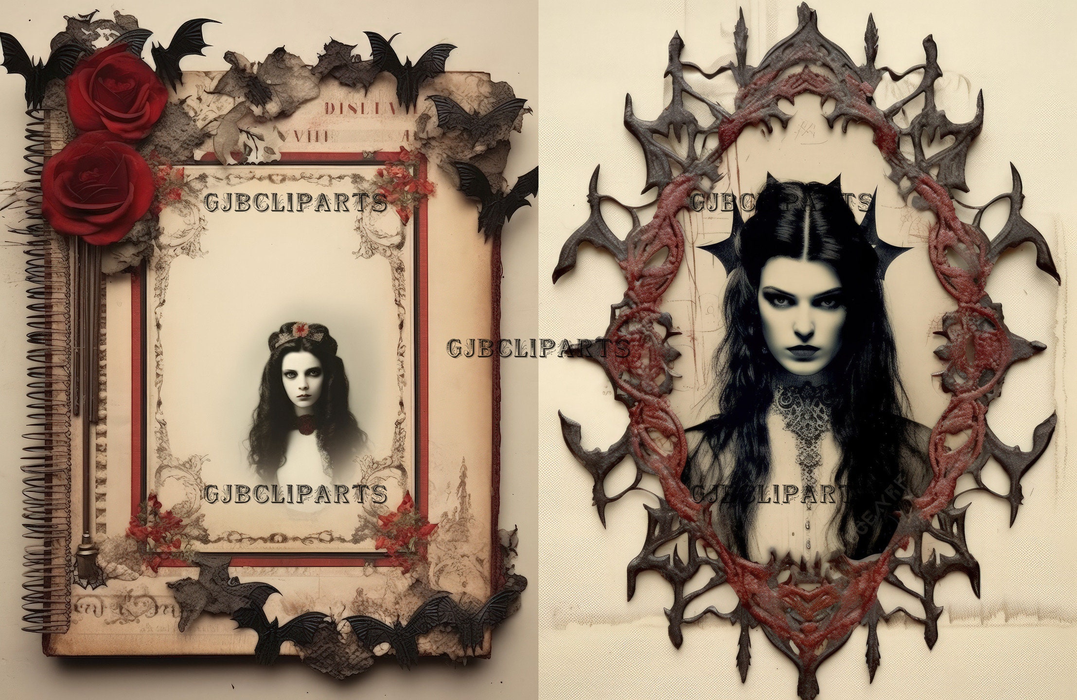 Vampire Lined Page Clipart, Empty Journal Page With Border Clipart ...