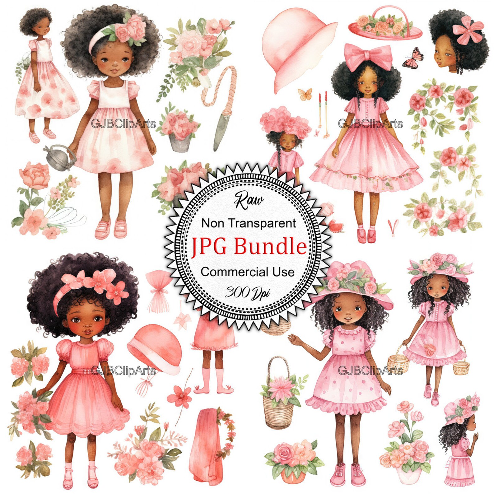 Watercolor Holly Hobbie Girl Clipart, Scrapbook Album, Junk Journaling ...