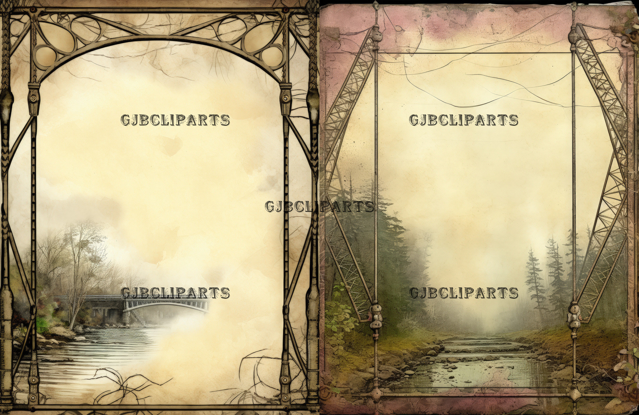 Bridge Lined Page Clipart, Empty Journal Page Clipart, Border Clipart ...
