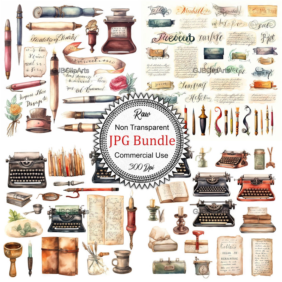 Vintage Old Handwriting and Script Fonts Collection ,digital Clipart ...