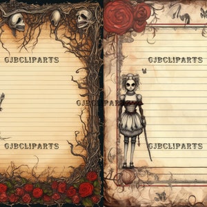 Horror Lined Page, Empty Journal Page With a Border Clipart, Junk ...