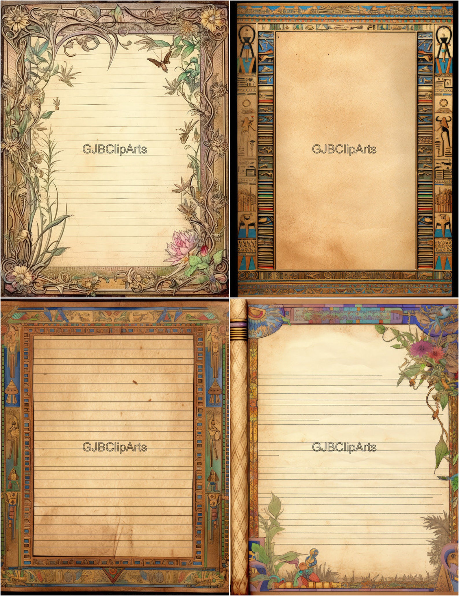 Ancient Egypt Lined Page Clipart ,pyramid Clipart Scarab Clipart ...