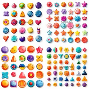 Kids Shapes Buttons Clipart, Circle Clipart, Square Clipart, Scrapbooks ...