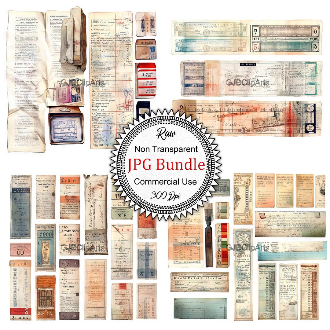 Vintage Receipts Clipart Collection White Background, Digital Clipart ...