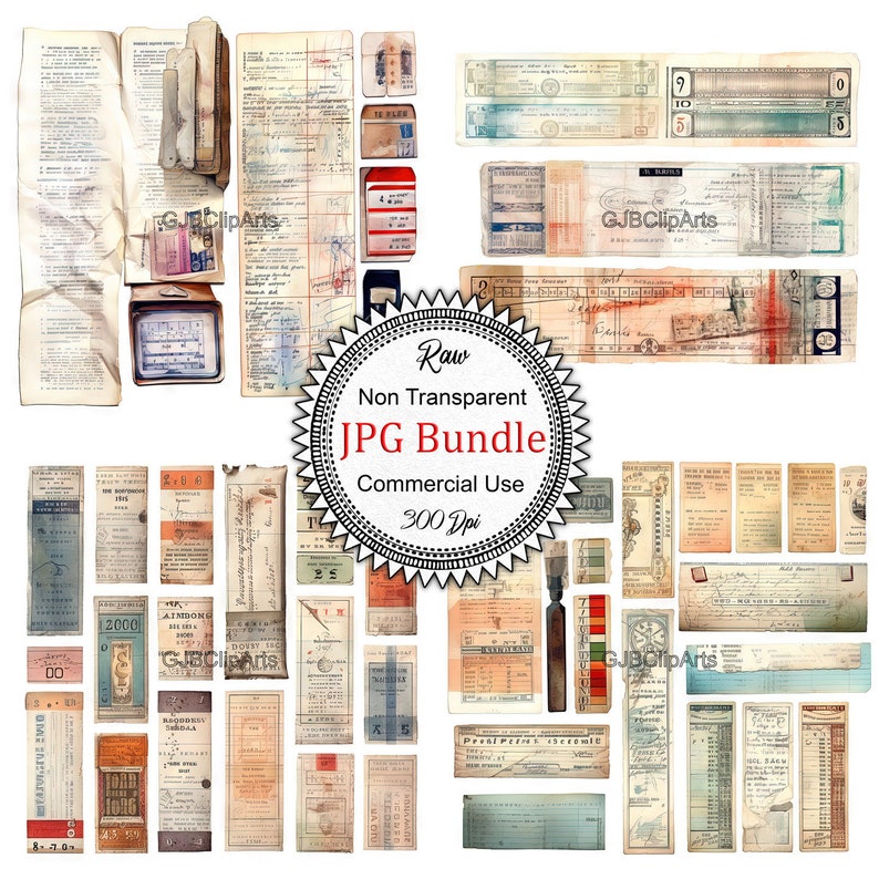 Vintage Receipts Clipart Collection White Background, Digital Clipart ...