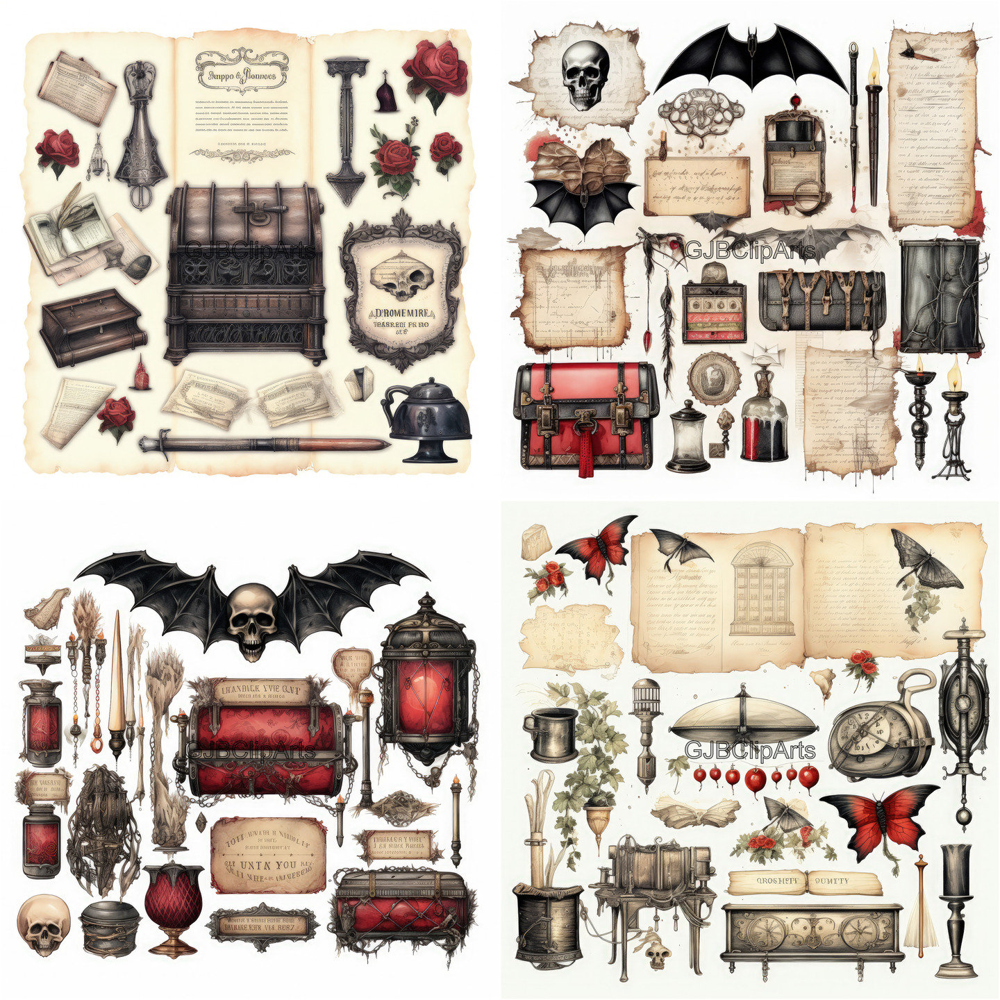 Vintage Vampire Junk Journal Kit Clipart, Vampire Clipart Coffin ...