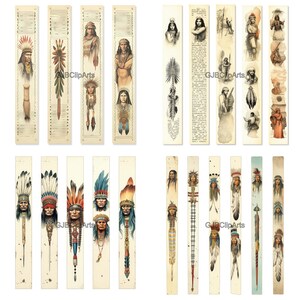 Native Americans Ornamental Bookmark Clipart Canoe Clipart Totem Pole ...