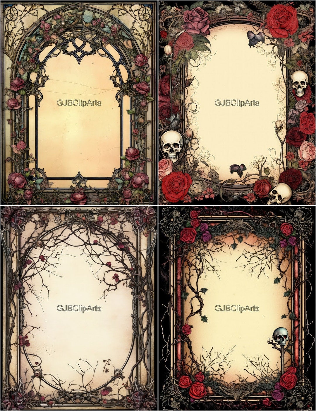 Gothic Fussy Lined Page Clipart, Spider Web Clipart Bat Clipart ...