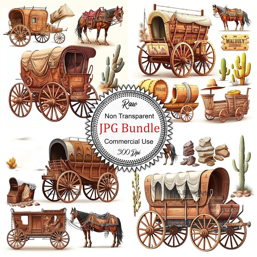 Cart Clipart, Beautiful Cart Wild West Collection, Detailed Vintage ...