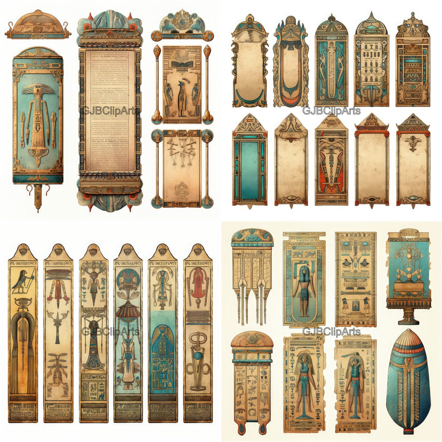 Ancient Egypt Tall Ornate Labels Clipart Pharaoh Clipart Pyramids ...