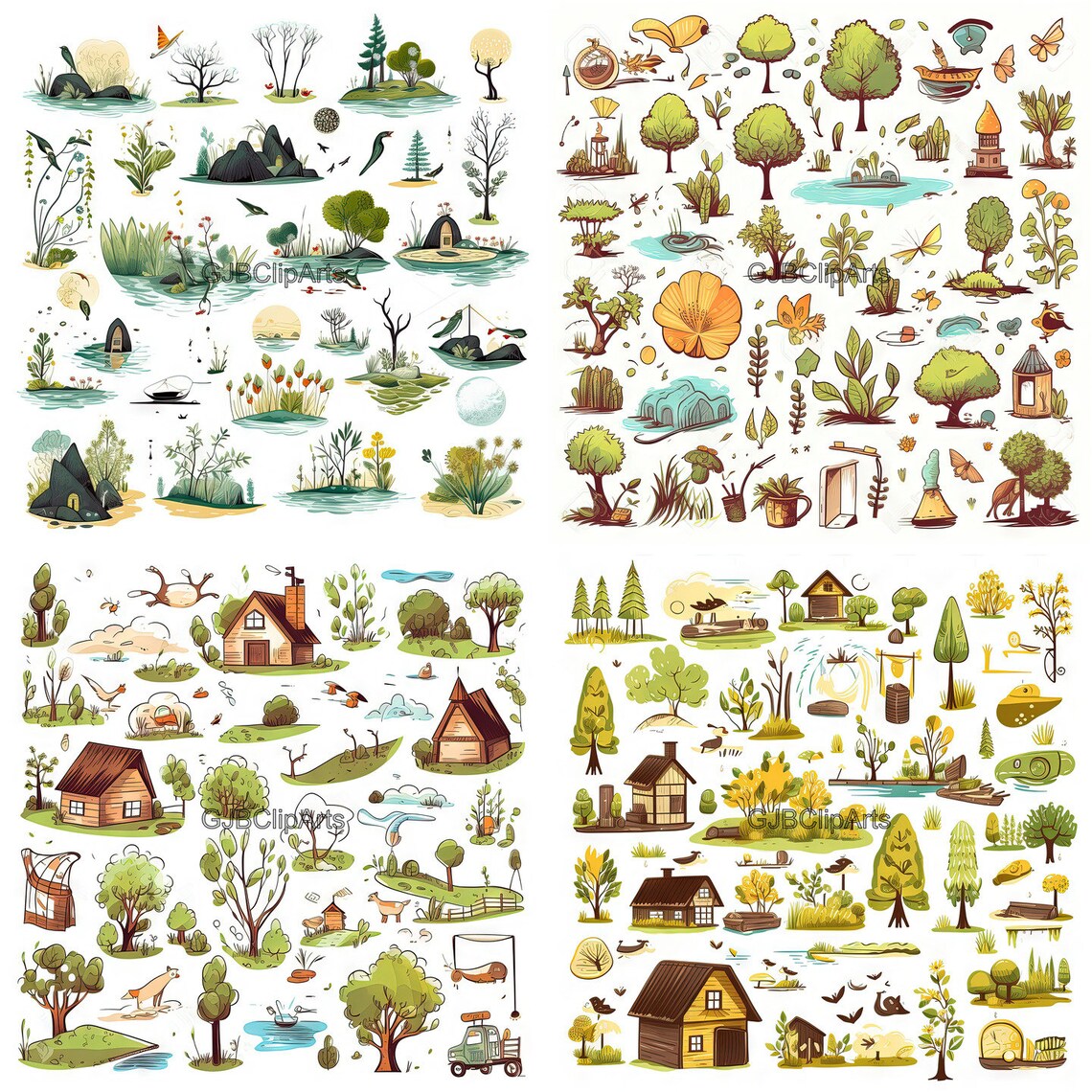 Ecology Elements Bundle 1, Cartoon Vector Clipart, , Scrapbook Template ...