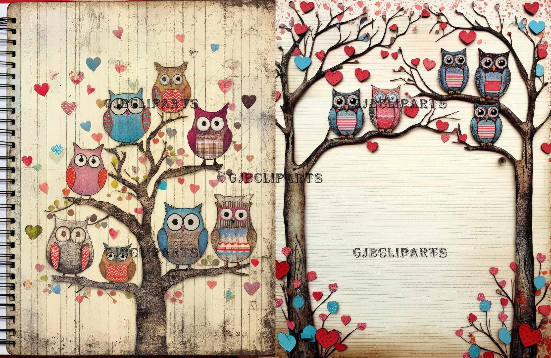 Whimsical Owls Lined Page Clipart, Empty Journal Page With Border ...
